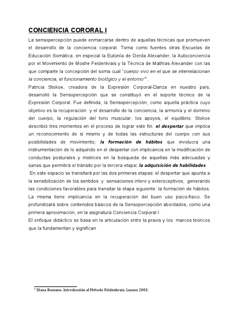 Conciencia Coporal I | PDF