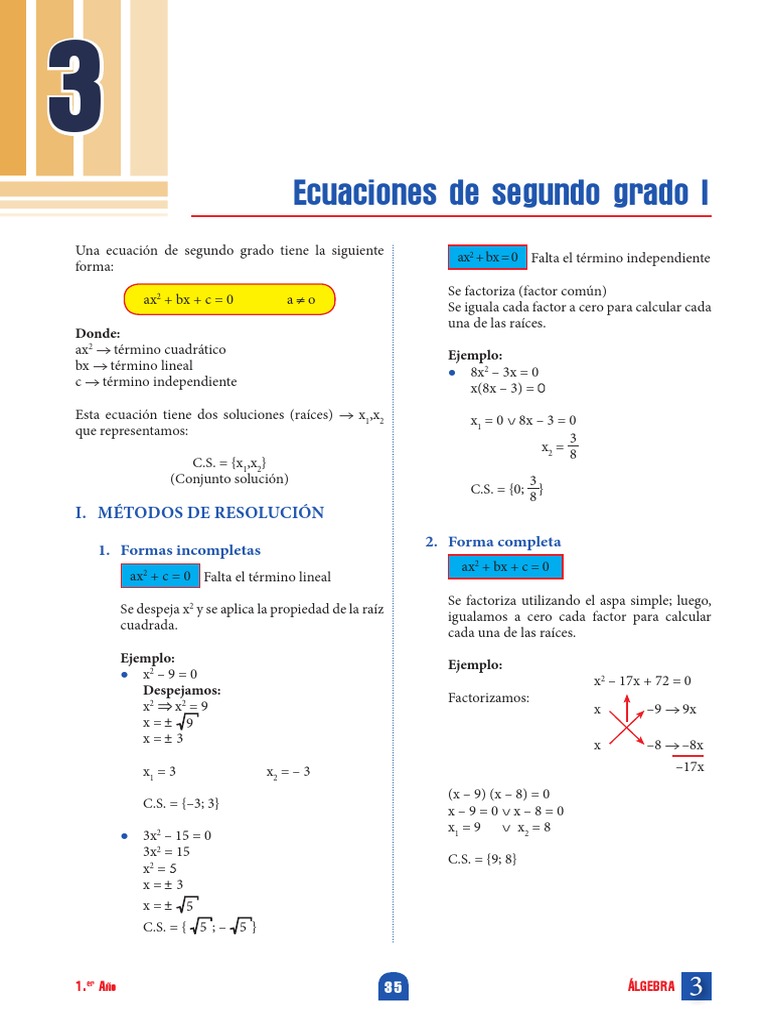 X1 - S1 - Ecuaciones de 2do Grado I | PDF | Ecuaciones | Matemáticas