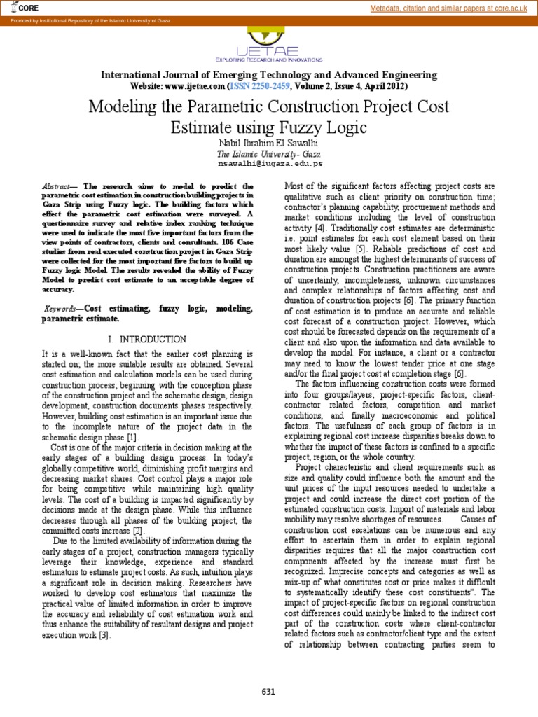 Fuzzy Logic for Parametric Cost Estimation | PDF | Fuzzy Logic | Truth