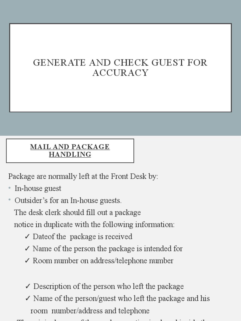 Generate and Check Guest For Accuracy | Download Free PDF | Mail ...