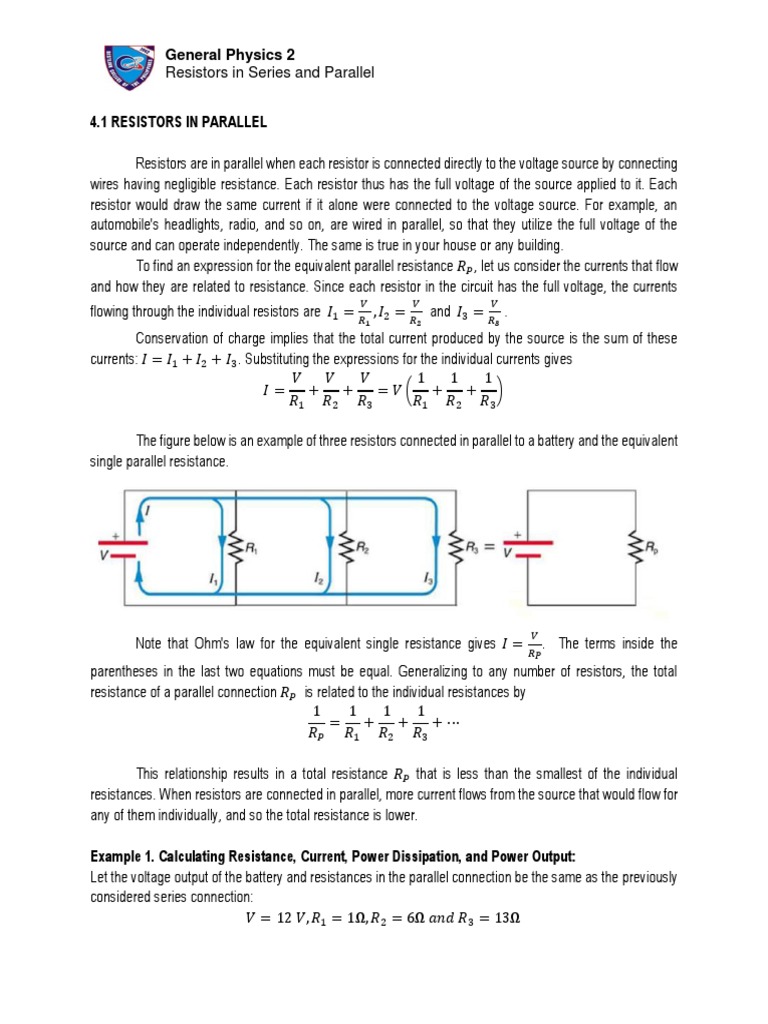 General Physics 2 | PDF | Series And Parallel Circuits | Electrical Resistance And Conductance