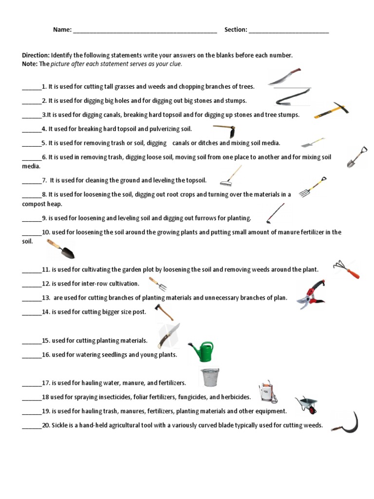Agricultural Tool Identification Guide | PDF