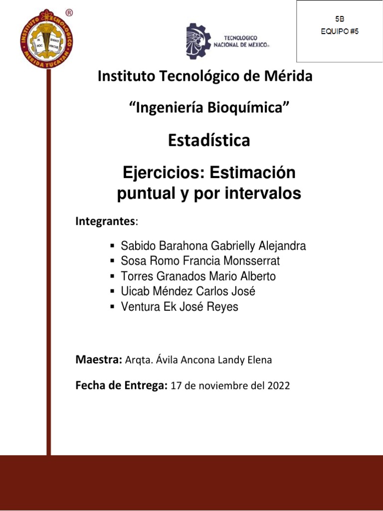 Ejercicios U3 - Estimación Puntual y Por Intervalos | PDF | Intervalo de confianza | Teoría de ...