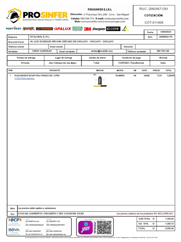 Cot-011406-2r Global Eirl | PDF