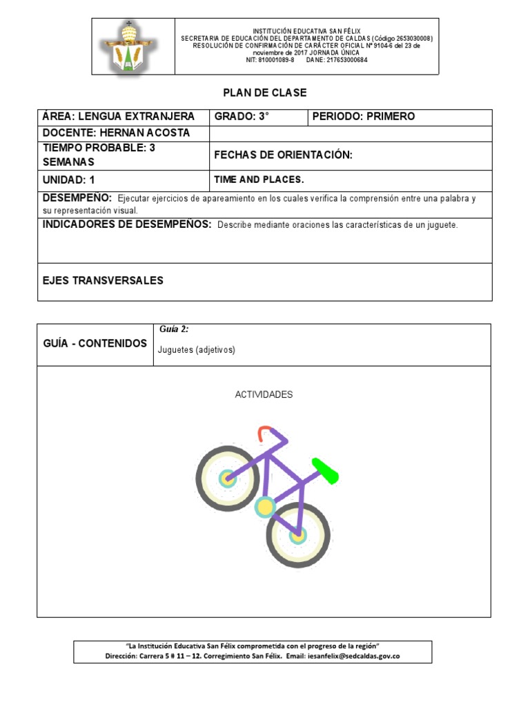 Plan de Clase Lengua Extranjera | PDF