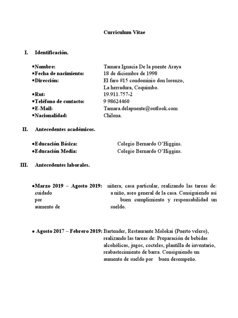 Curriculum Vitae Tamara | PDF