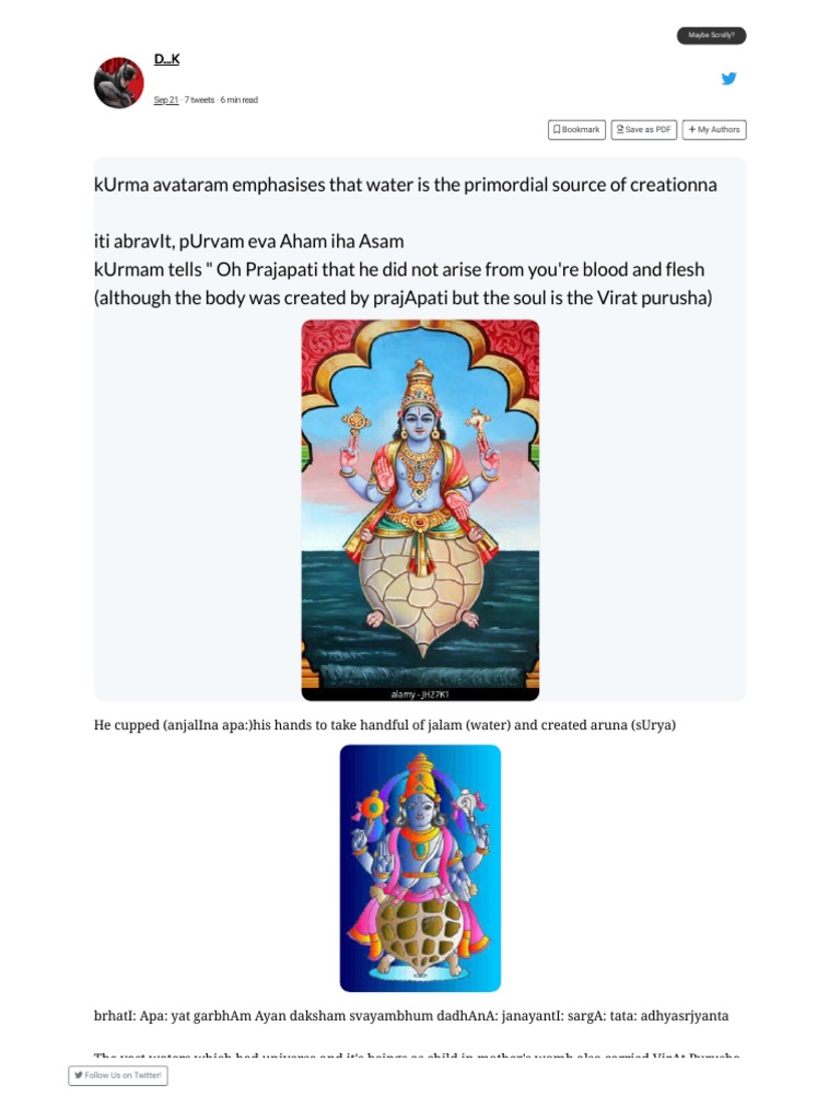 Kurma Avataram Emphasises That Water Is The Primordial Source of ...