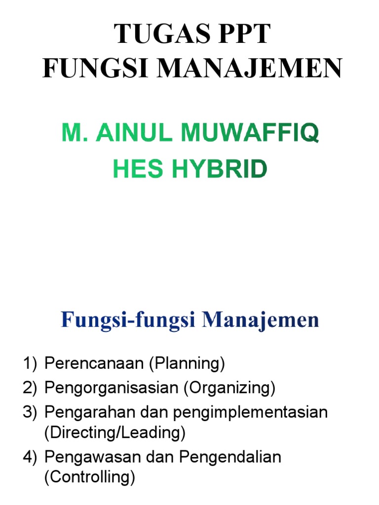 Tugas PPT Fungsi Manajemen | PDF