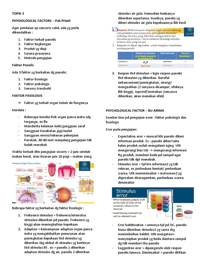 TOPIK 3 - Faktor Fisiologis, Psikologis | PDF