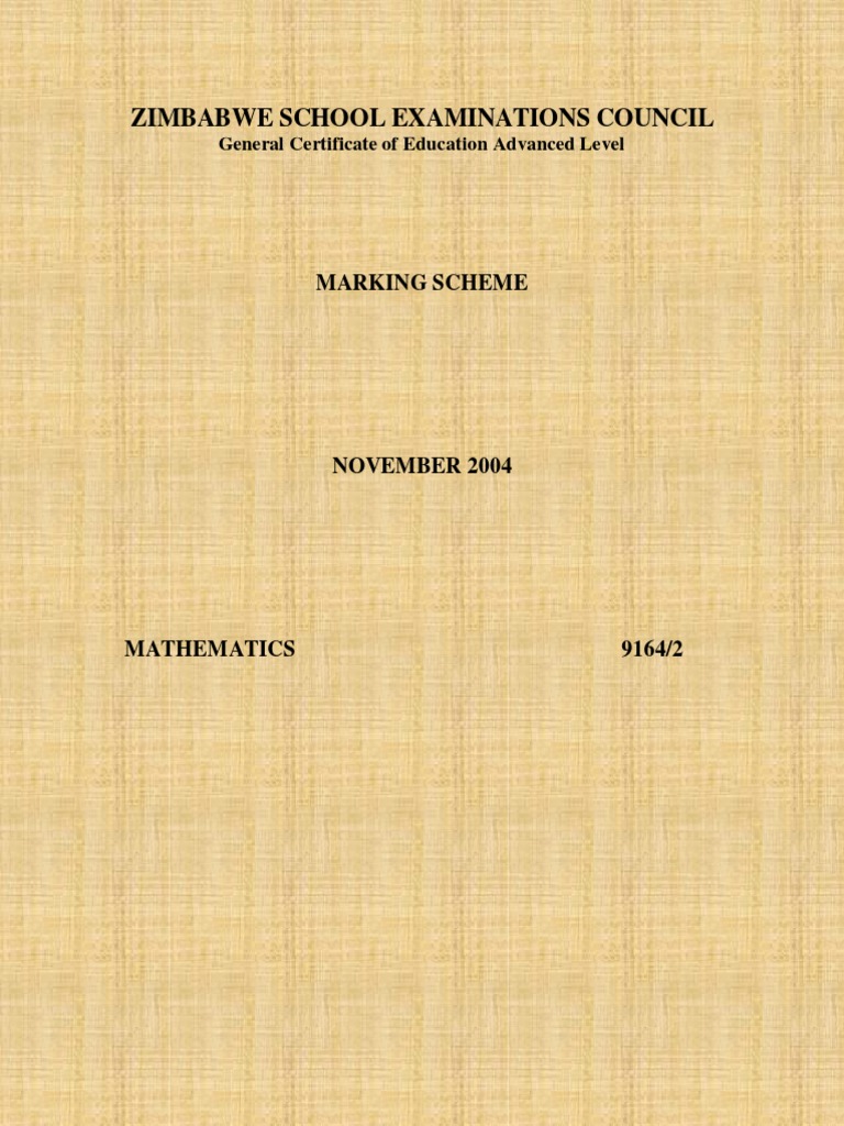 Zimbabwe School Examinations Council: Marking Scheme | PDF | Matrix ...