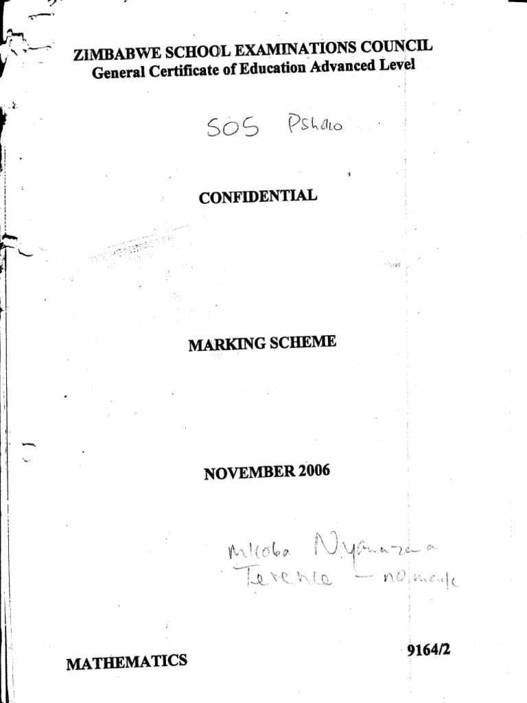 Maths Mark Schem 2006 9164-2 | PDF | Linear Algebra | Algebra