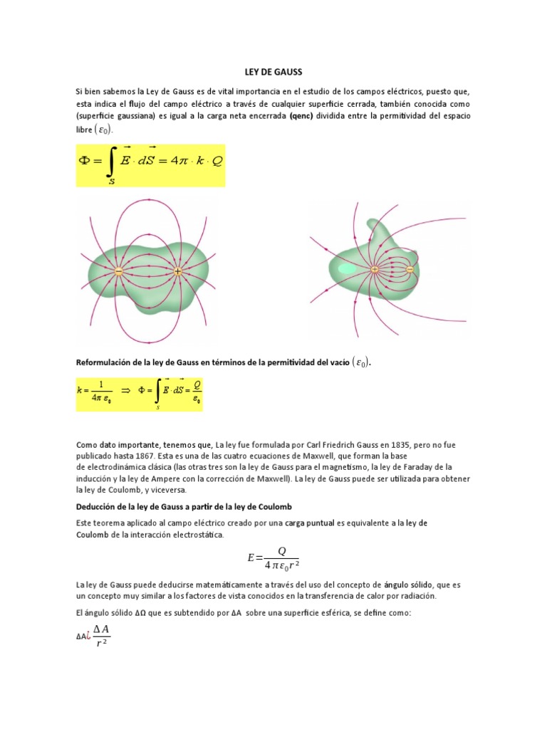Ley de Gauss | PDF | Campo eléctrico | Electromagnetismo