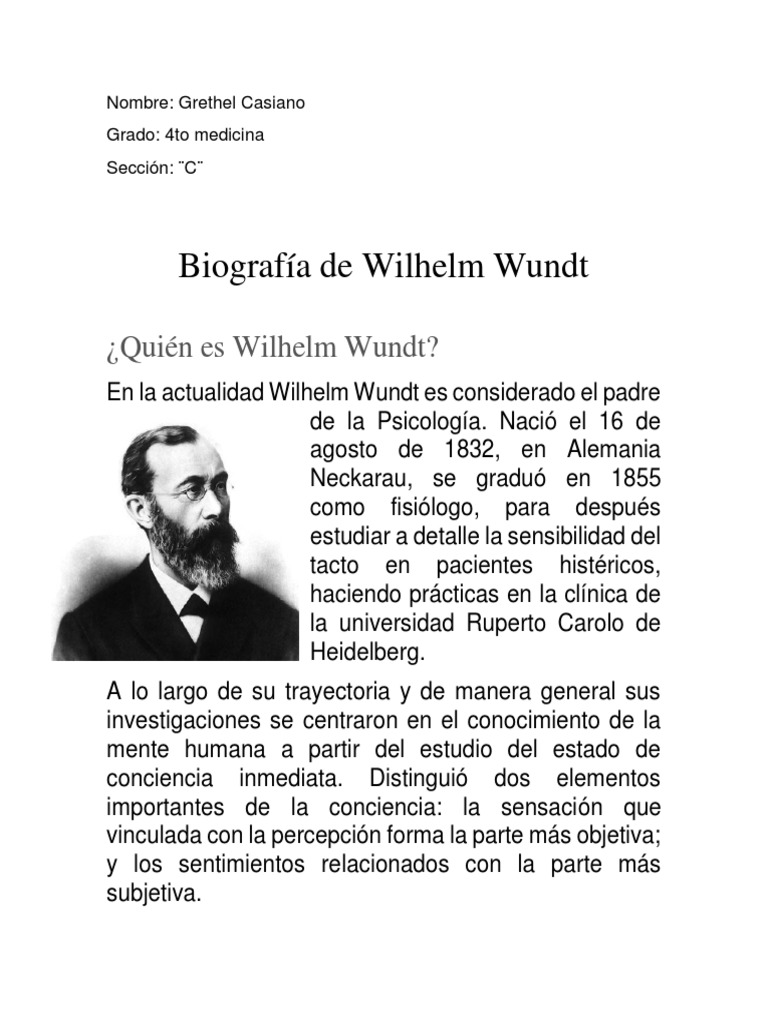 Biografía de Wilhelm Wundt | PDF