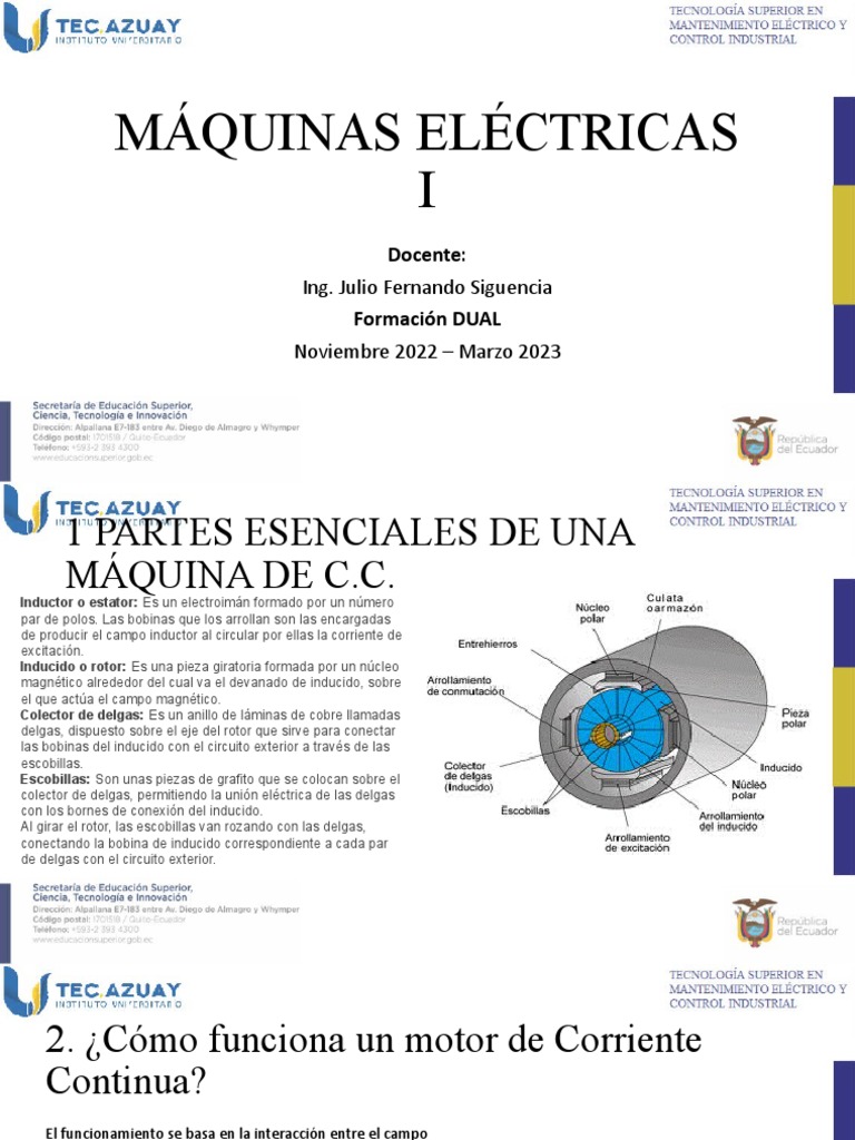 Máquinas Eléctricas I: Ing. Julio Fernando Siguencia Noviembre 2022 - Marzo 2023 | PDF | Motor ...