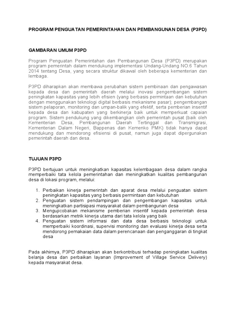 Gambaran Umum P3PD | PDF