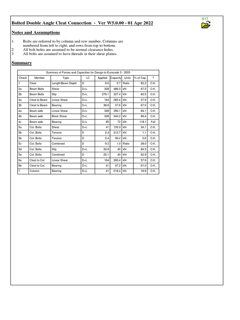 Bolted Angle Cleatdesign | PDF | Beam (Structure) | Classical Mechanics