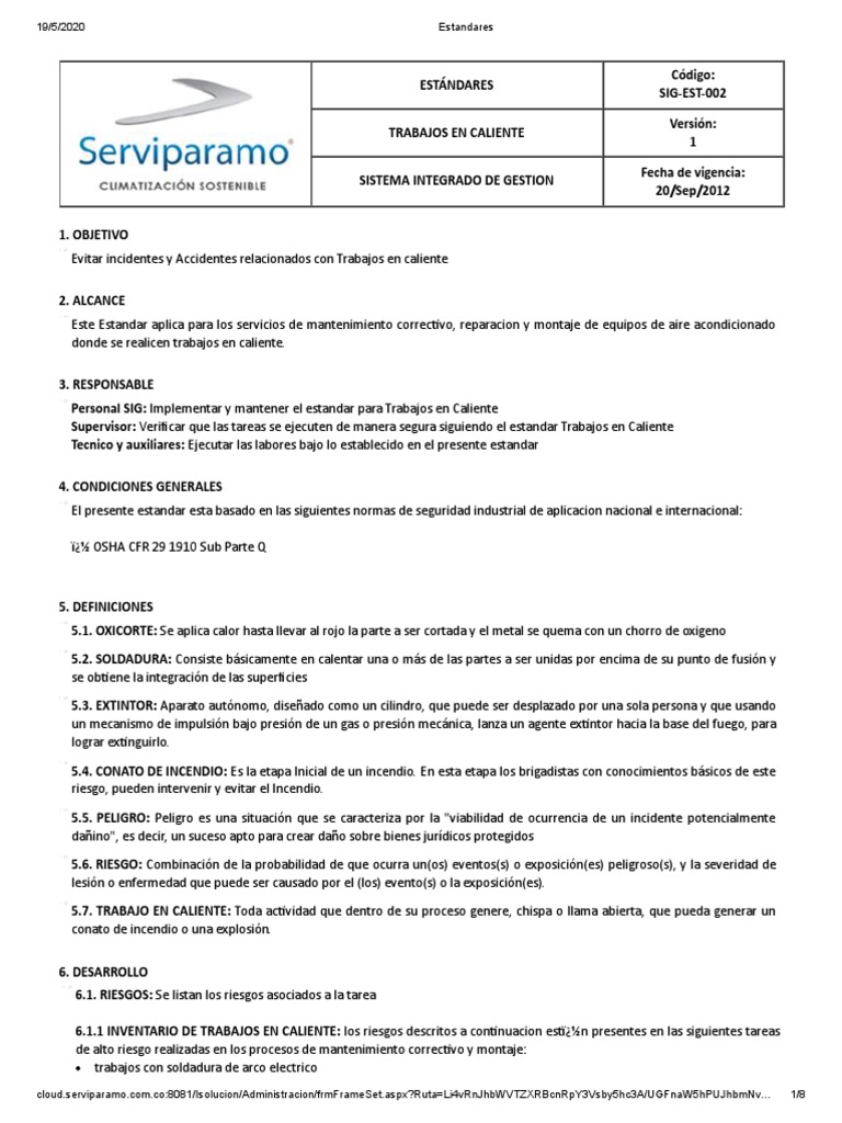 Estandares Trabajo en Caliente | PDF | Soldadura | Construcción