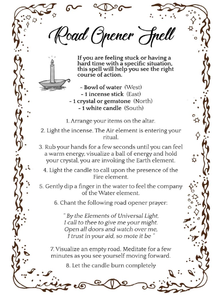 Elemental Road Opener Candle Prayer Spells8 | PDF
