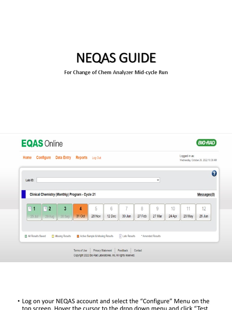 Neqas Guide: For Change of Chem Analyzer Mid-Cycle Run | PDF