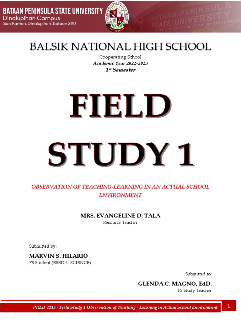Field Study on Teaching Observations | PDF | Learning | Classroom