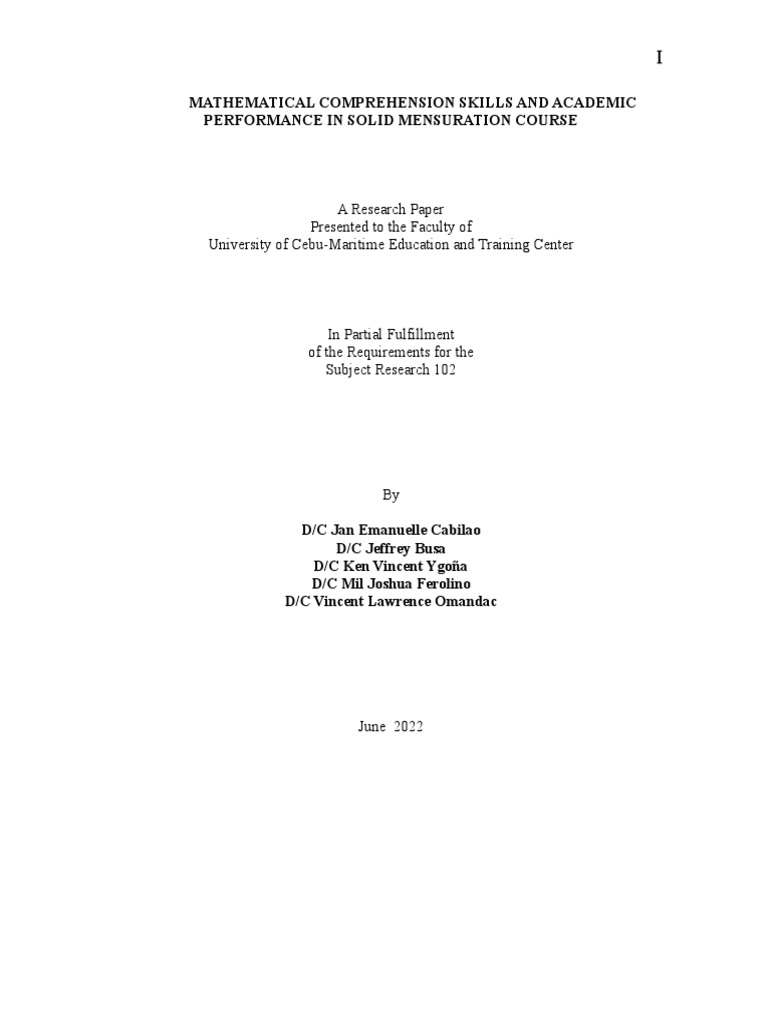 Omandac GROUP 4 10 - 30 Mathematical Comprehension Skills and Academic ...