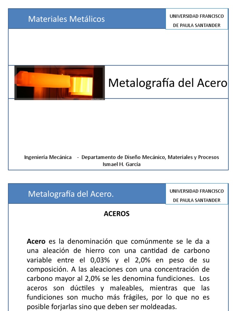 Metalografia de Los Aceros | PDF | Acero | Metales de transición