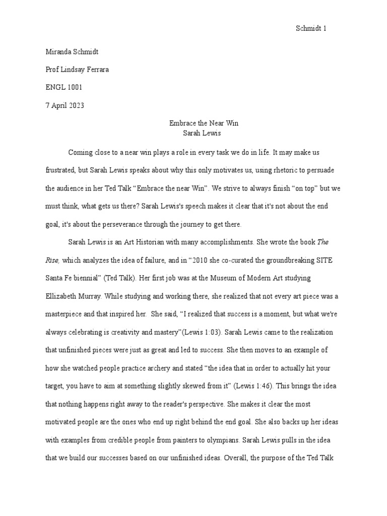 Rhetorical Essay Ted Talk | PDF | Rhetoric | Cognition