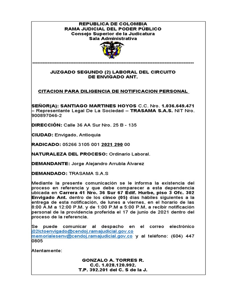Minuta Notf. Personal | PDF