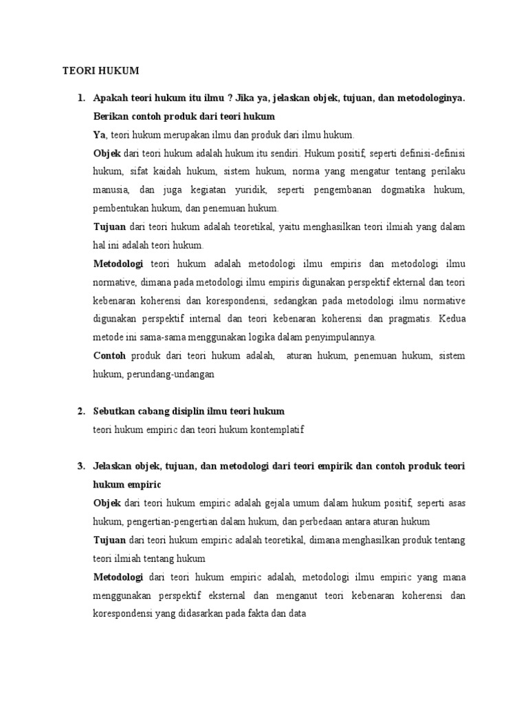 Teori Hukum Pdf Sains And Matematika 