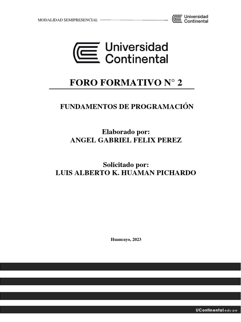 FORO FORMATIVO 2 - Fundamentos de Programación | PDF