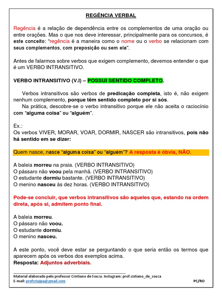 Regência Verbal: Entendendo os Tipos de Verbos e suas Funções ...