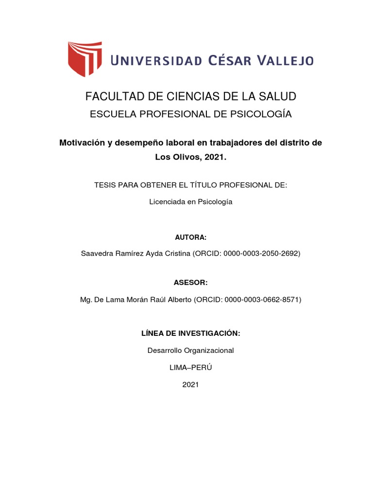 Saavedra - RAC-SD - Motivación y Desempeño Laboral en Trabajaodres Del ... Saavedra - RAC-SD - Motivación y Desempeño Laboral en Trabajaodres Del ...