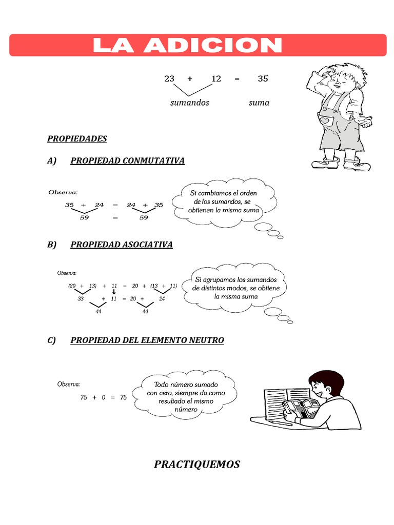 La Adicion y Sus Propiedades para Tercero de Primaria | PDF