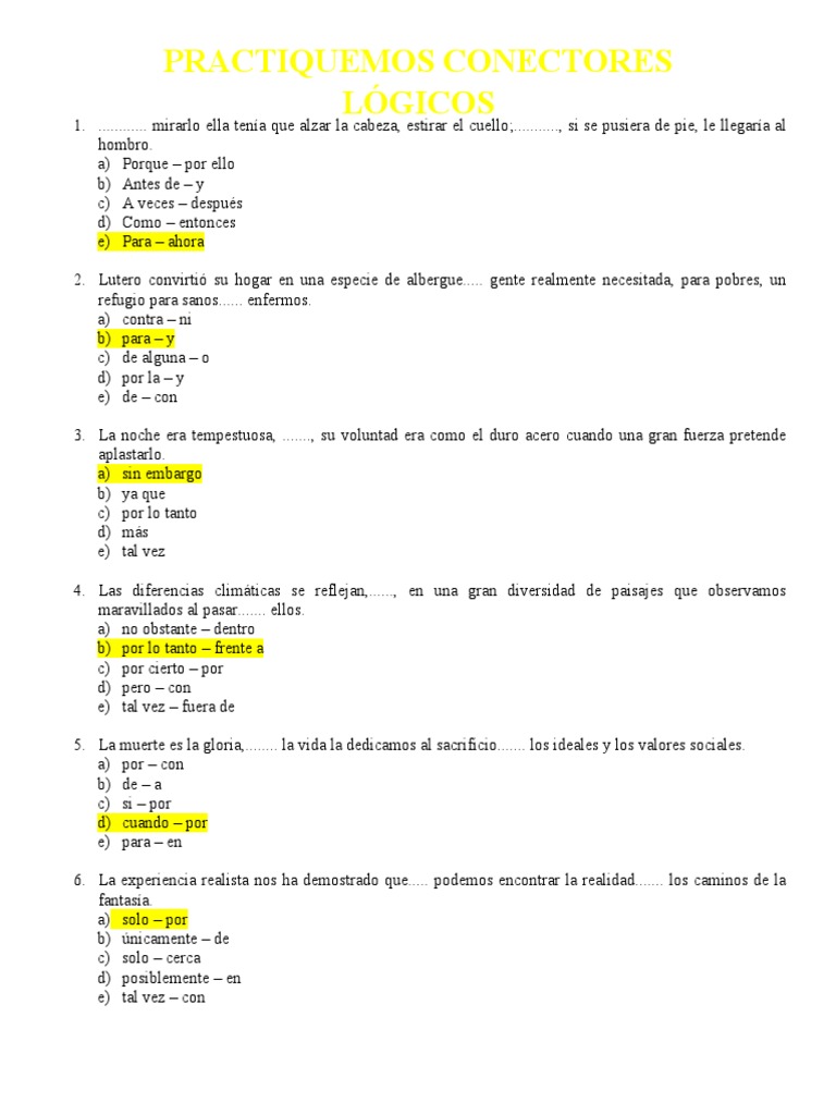 Practiquemos Los Conectores Lógicos | PDF