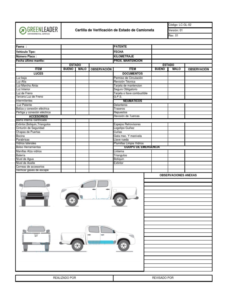 Check CAMIONETA | PDF | Vehículos de ruedas | Tecnología de vehículos