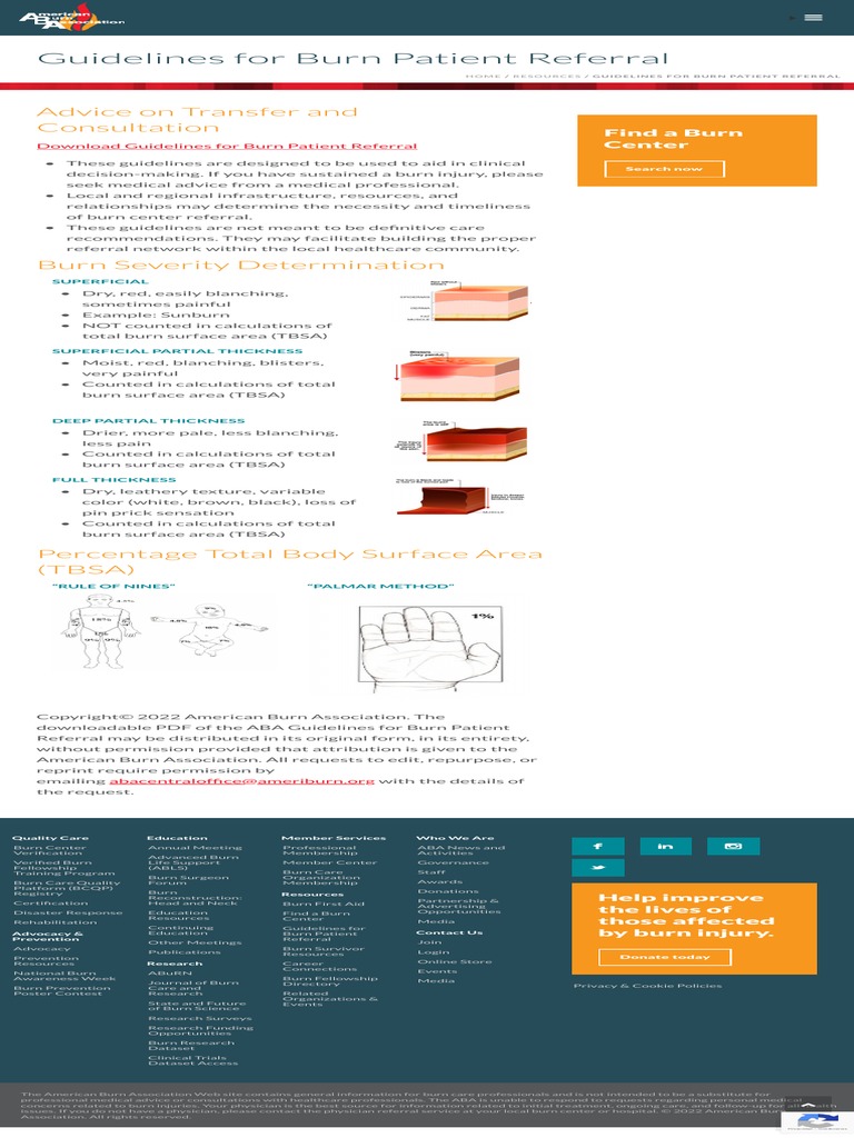 Guidelines For Burn Patient Referral - American Burn Association | PDF ...