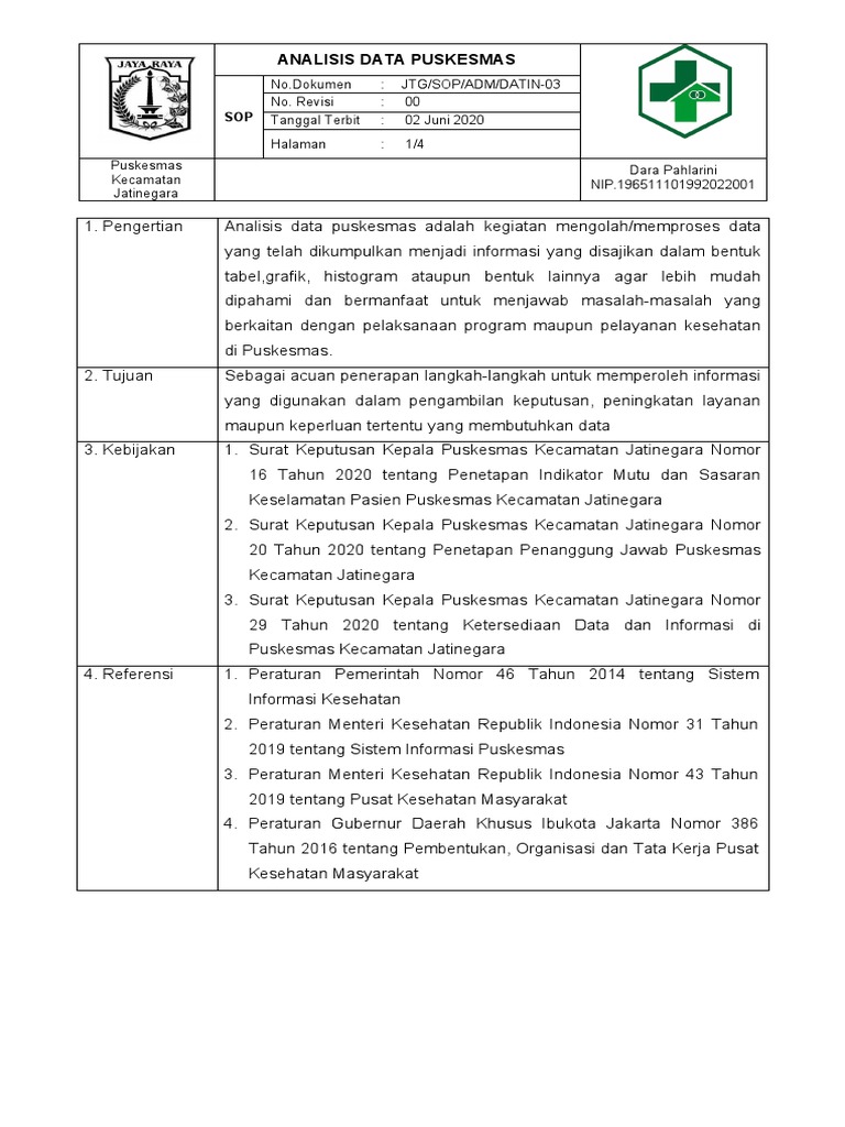 SOP 2020 Datin - 003 Analisis Data | PDF