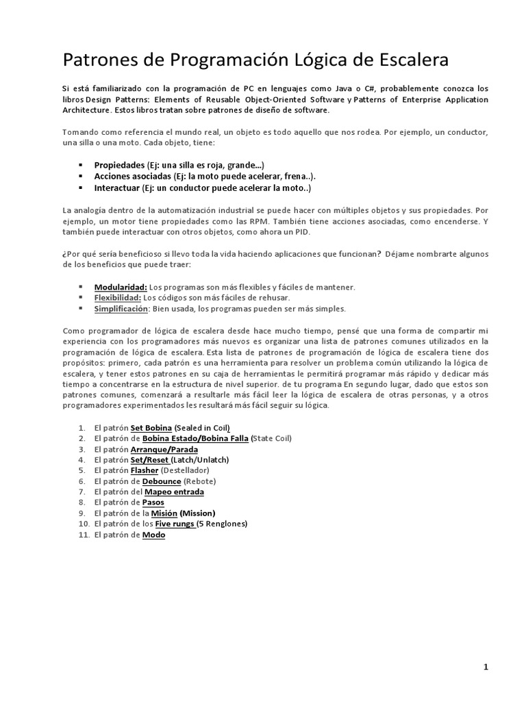 Patrones de Programación Lógica de Escalera | PDF | Controlador lógico programable | Relé