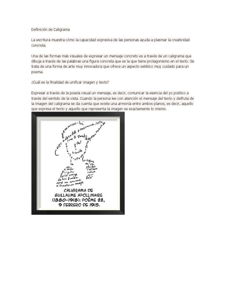 Qué es un Caligrama: Poesía Visual | PDF