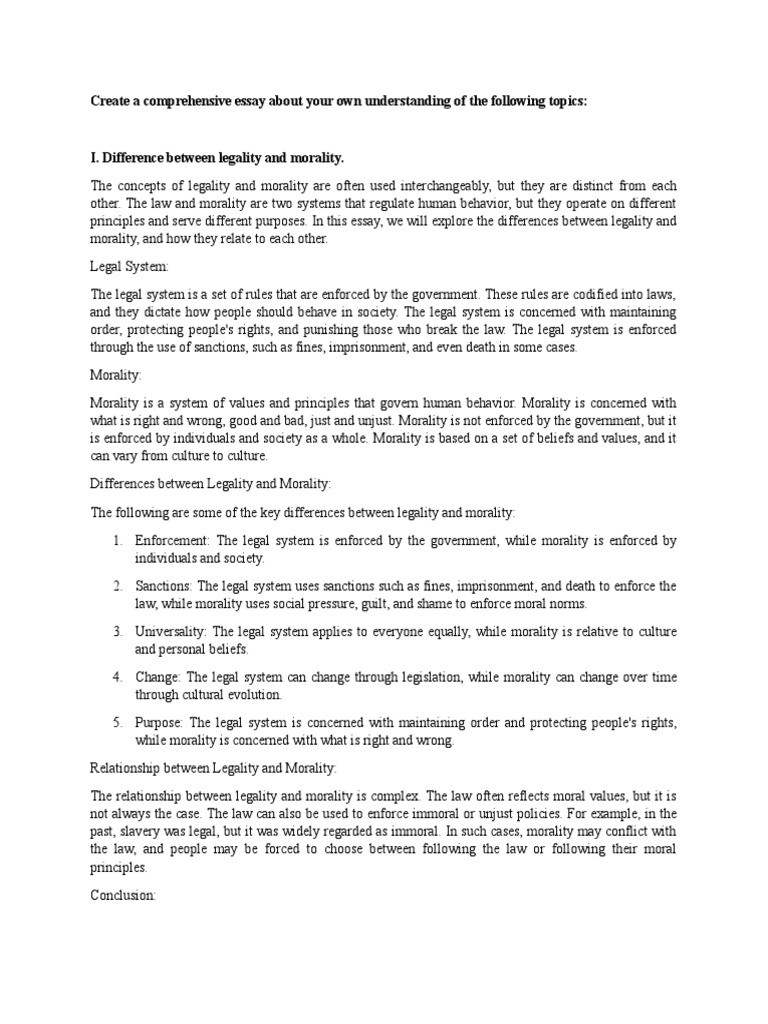 Create A Comprehensive Essay About Your Own Understanding Of The