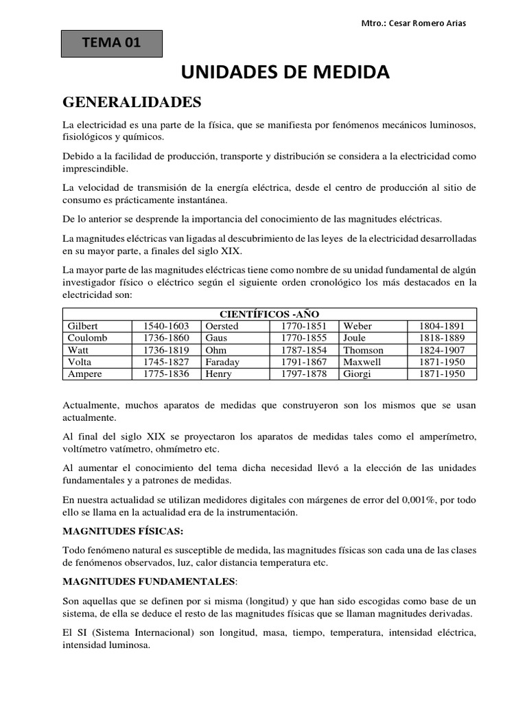Separata N°01.unidades de Medida | PDF | Sistema Internacional de Unidades | Kilogramo