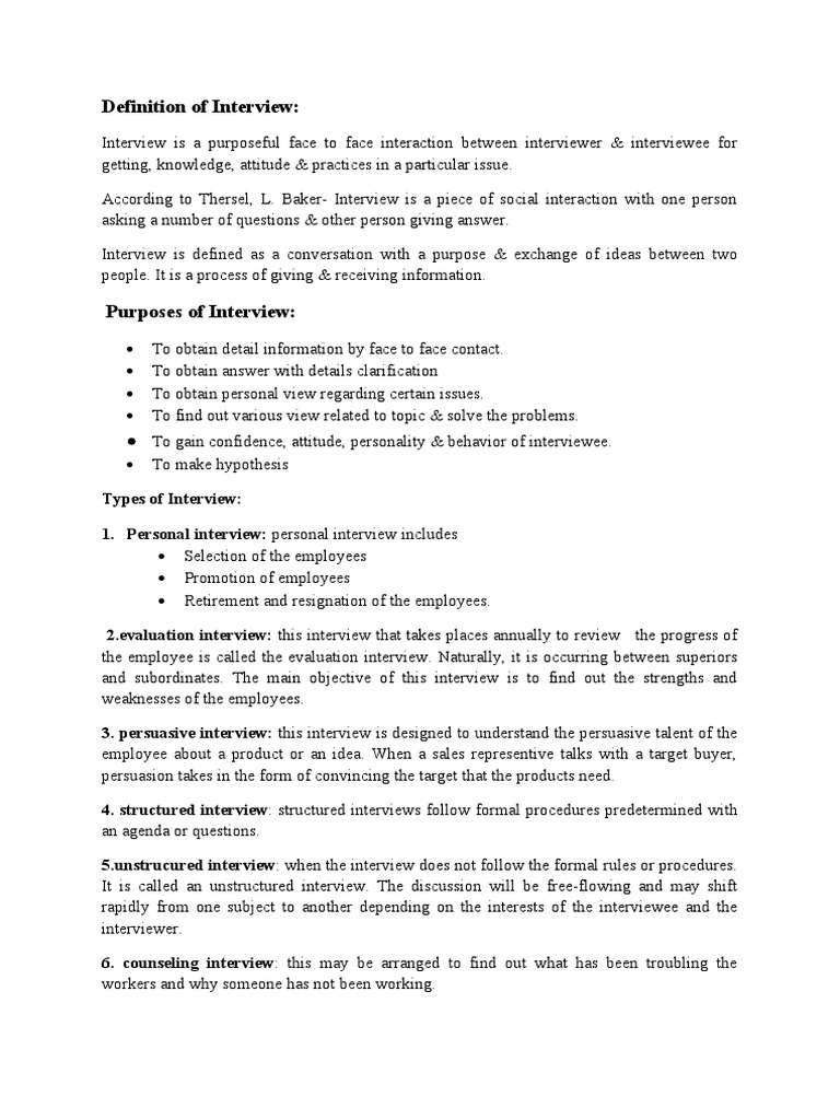 Definition of Interview | PDF | Interview | Communication