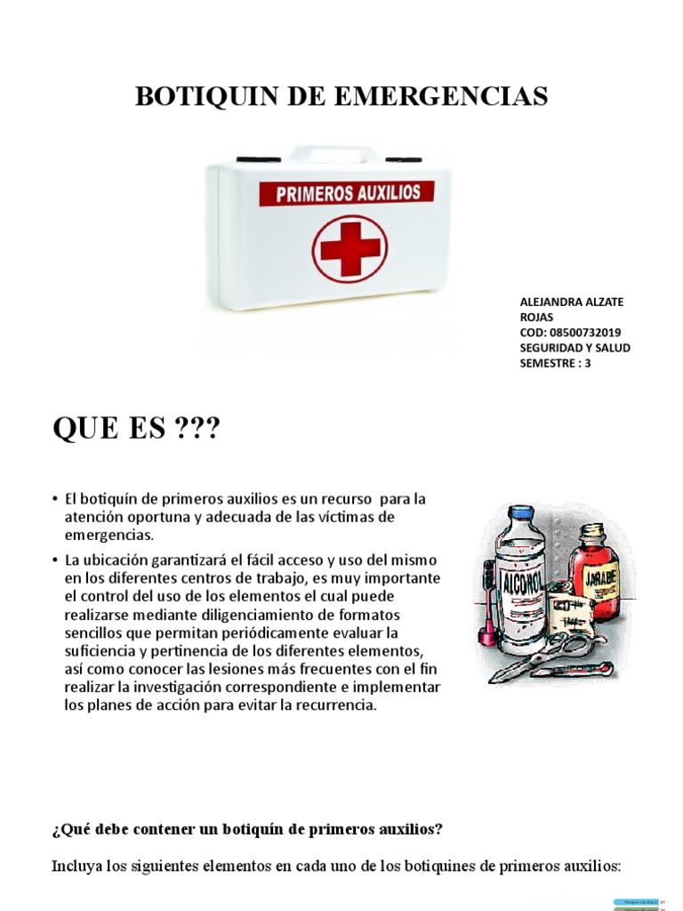 Botiquin de Emergencias | PDF | Primeros auxilios | Cuidado de la salud