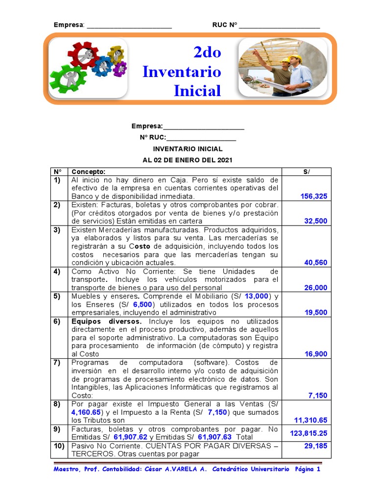 (Alumno) 2do. INVENTARIO INICIAL (Aumentado 30%) | Descargar gratis PDF ...