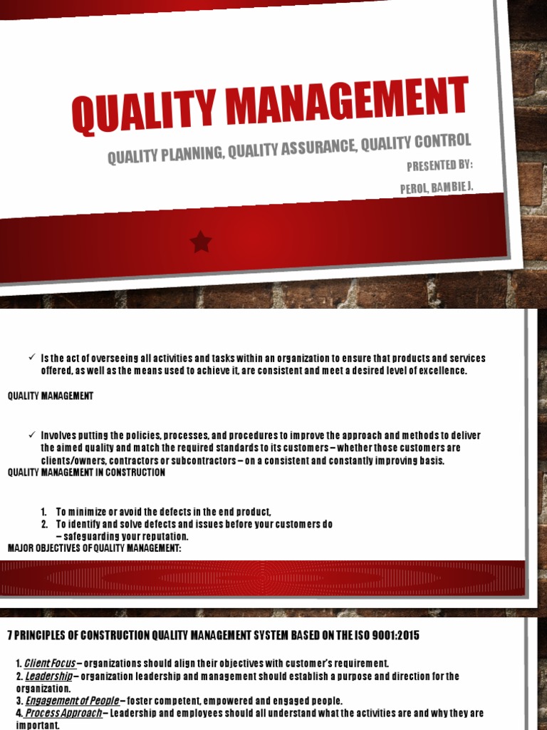 Quality Management Quality Assurance Quality Control | PDF | Quality Management | Quality Assurance
