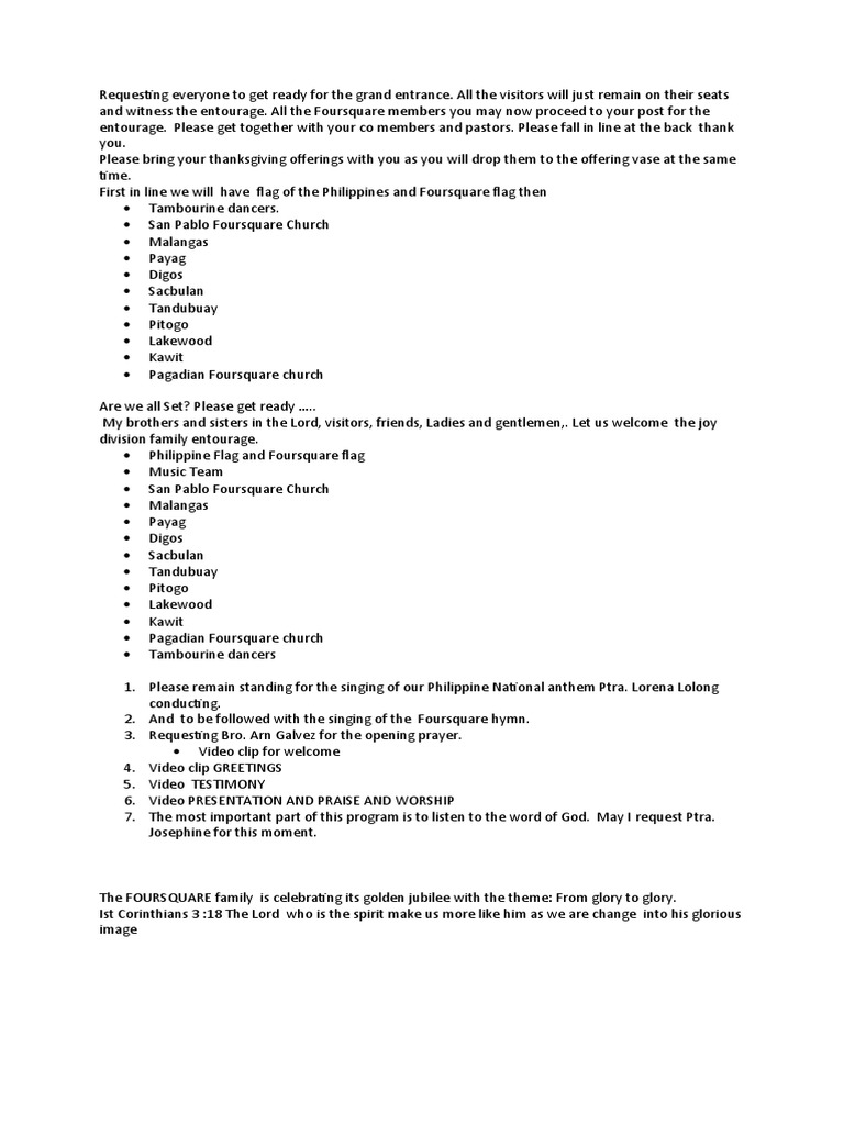 Script Emcee Thanksgiving | PDF