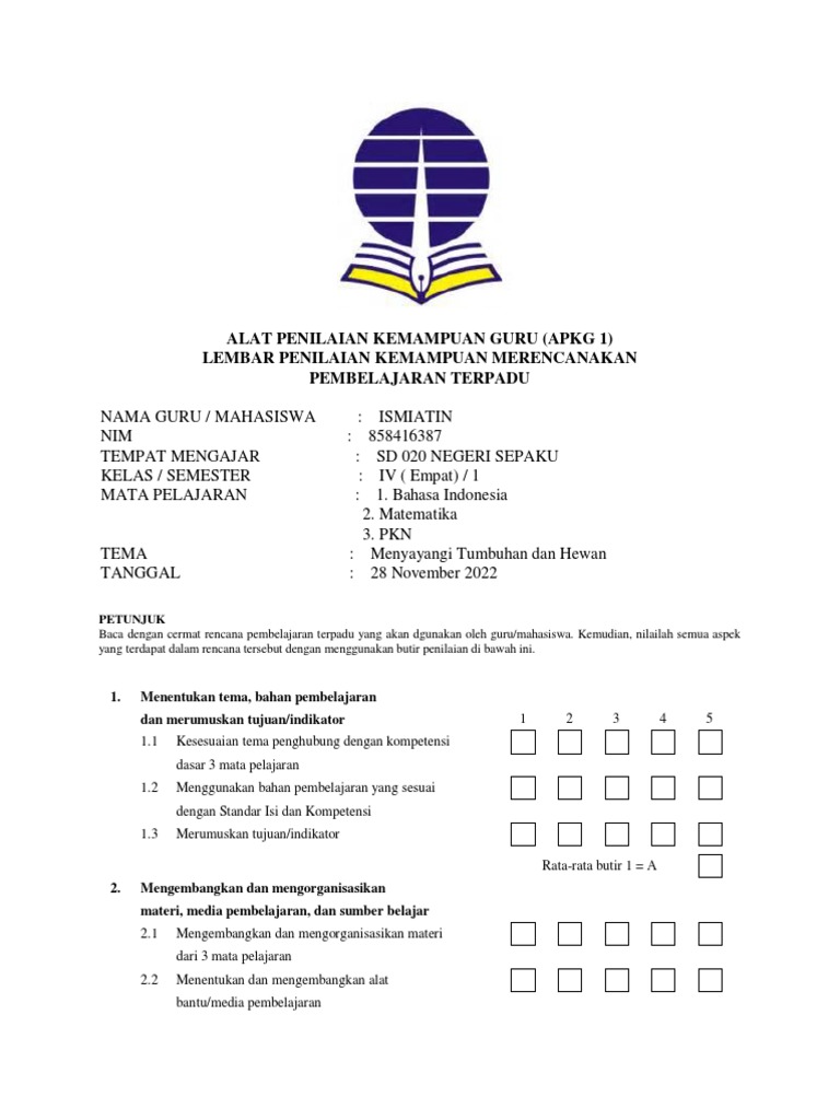 APKG_1_dan_2_Pembelajaran_Terpadu | PDF