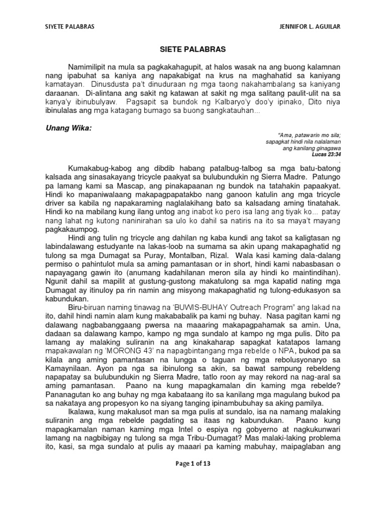 Syete Palabras | PDF