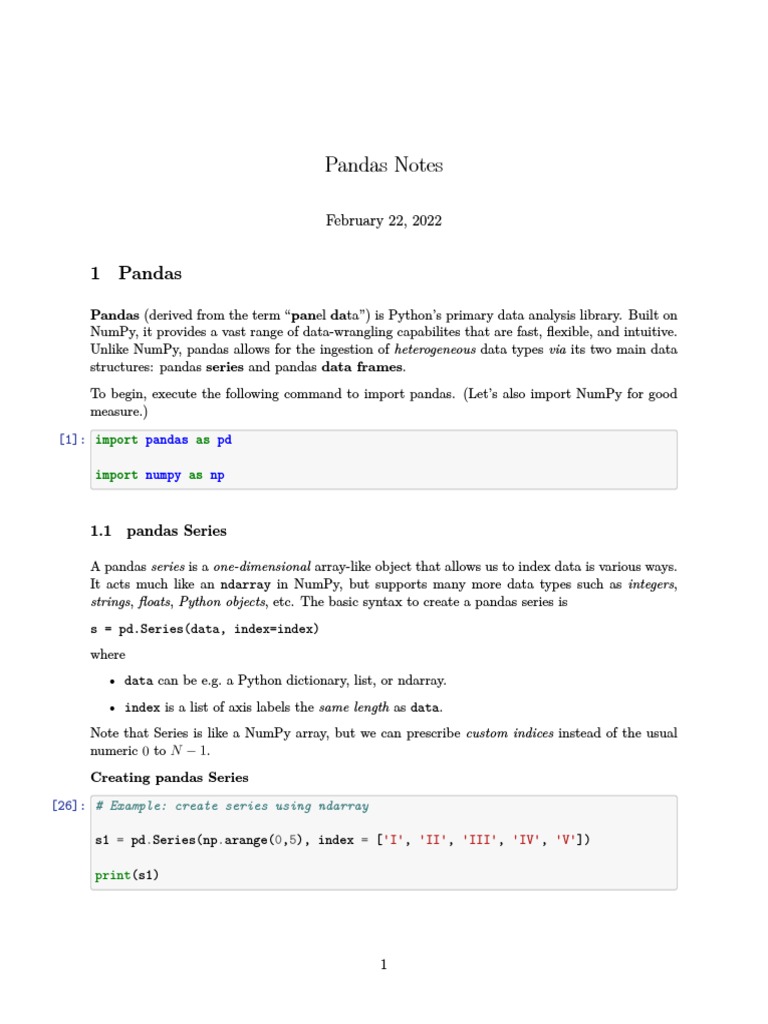 Pandas Notes Pdf Boolean Data Type Computer Programming