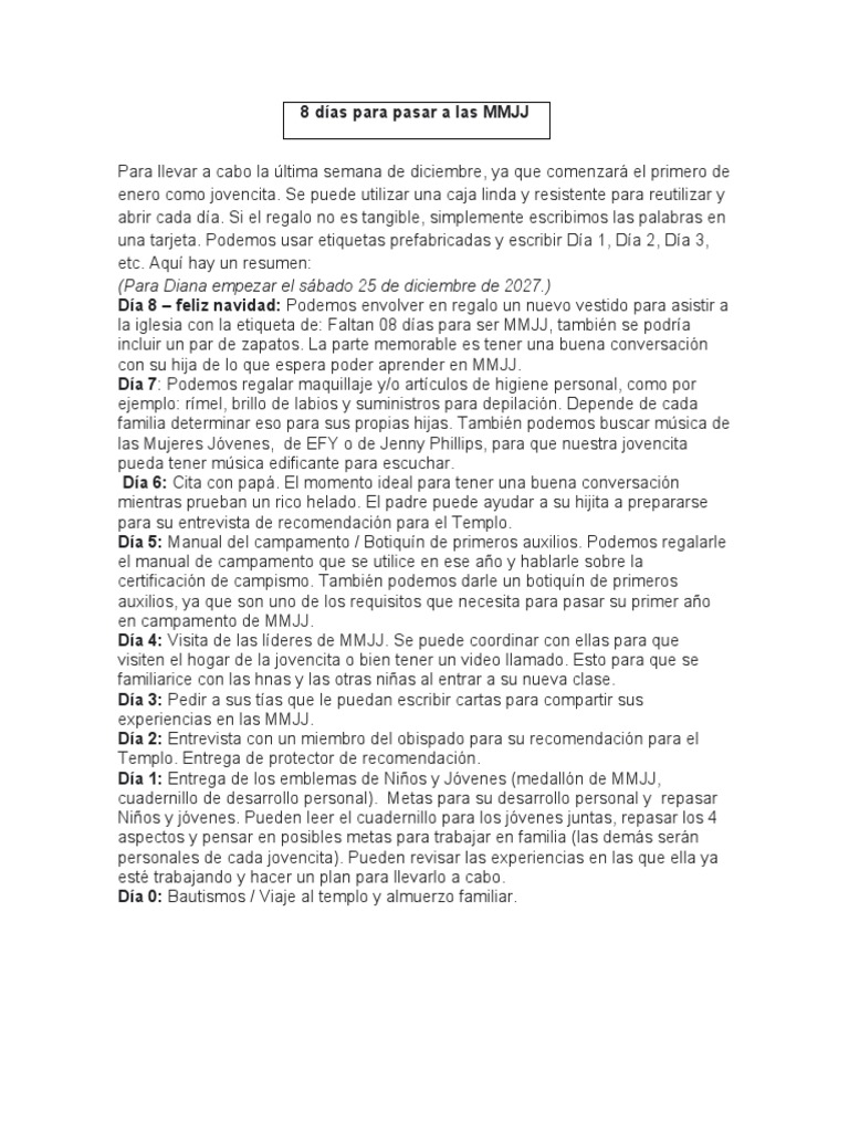 8 Días para Pasar A Las MMJJ | PDF